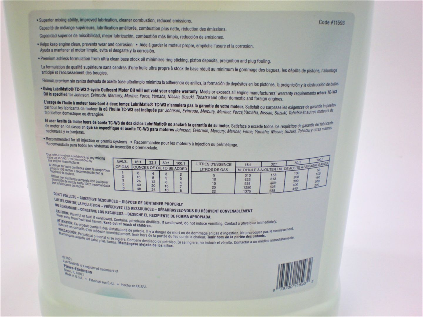 LubriMatic 11593 *2.5 Gallons* 50:1 TCW3 2 Stroke Marine Motor Oil NEW ...