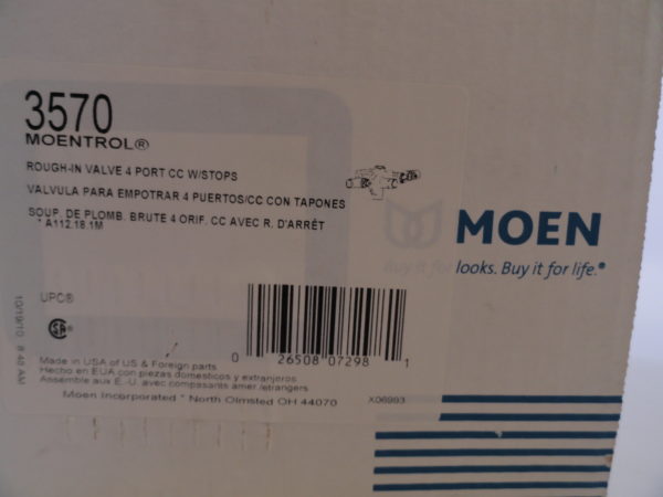 Moen 3570 Moentrol Rough-In Valve 4 Port CC w/ Stops - Free Shipping ...