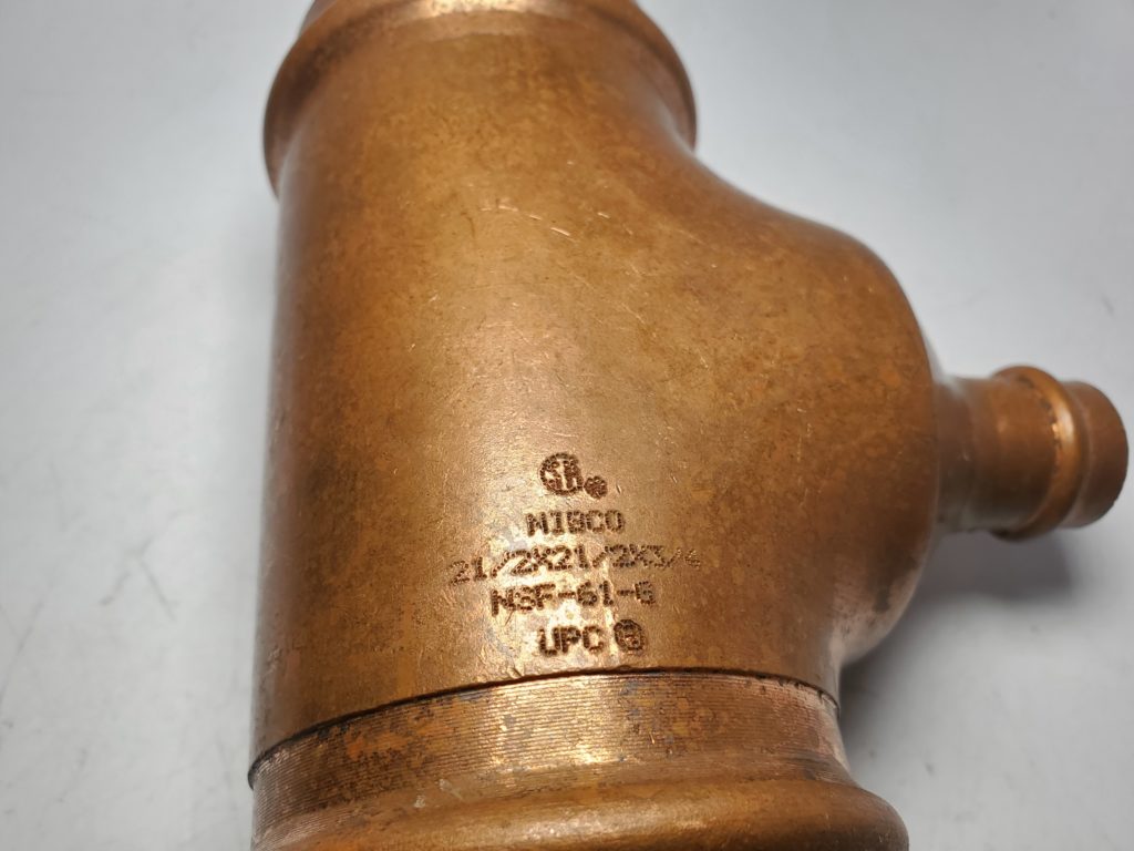 Nibco PC611 9104850PC - 2-1/2" x 3/4" x 2-1/2" Copper Press System Tee ...