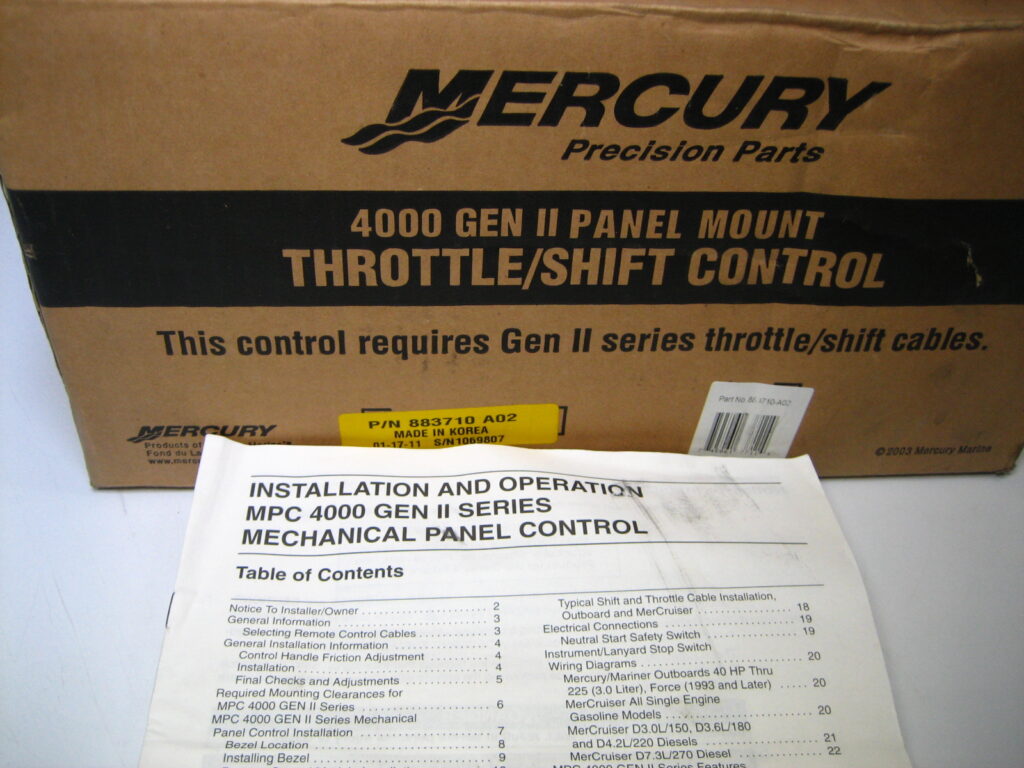 Mercury 883710A02 *OEM*~NEW~ Gen II Concealed Side Panel Mount Remote ...
