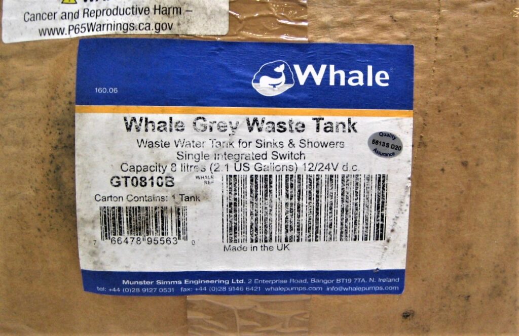 Whale GT0810B ~ Marine 8-Liters 12V / 24V Grey Waste Water Sump Tank ...