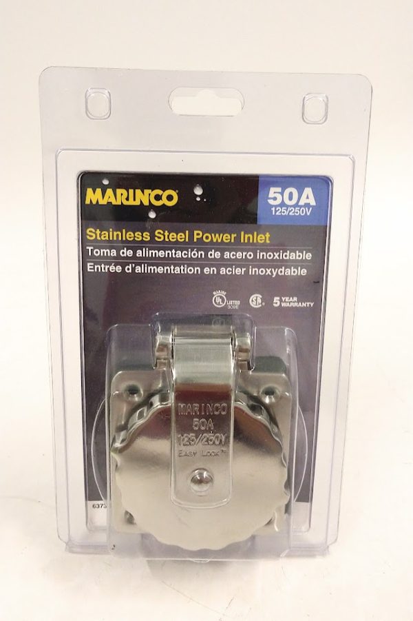 Marinco - 6373EL-B - 50 Amp Stainless Steel Power Inlet - Max Marine Outlet