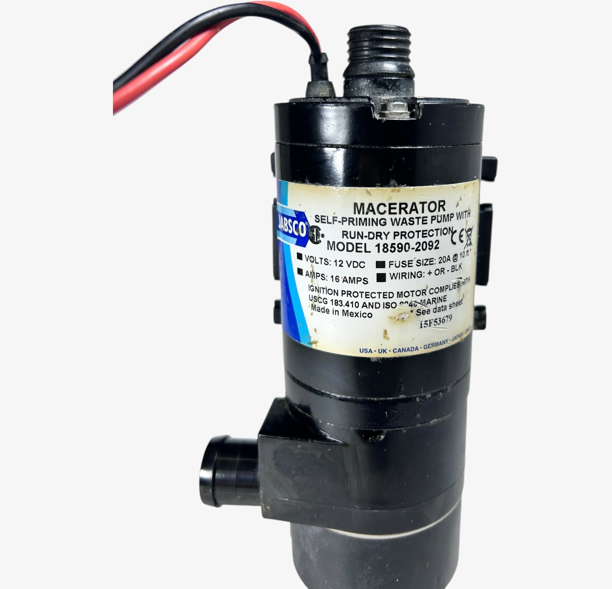 Jabsco 18590-2092 , Macerator Pump , 12V , Self-Priming Waste Pump with ...