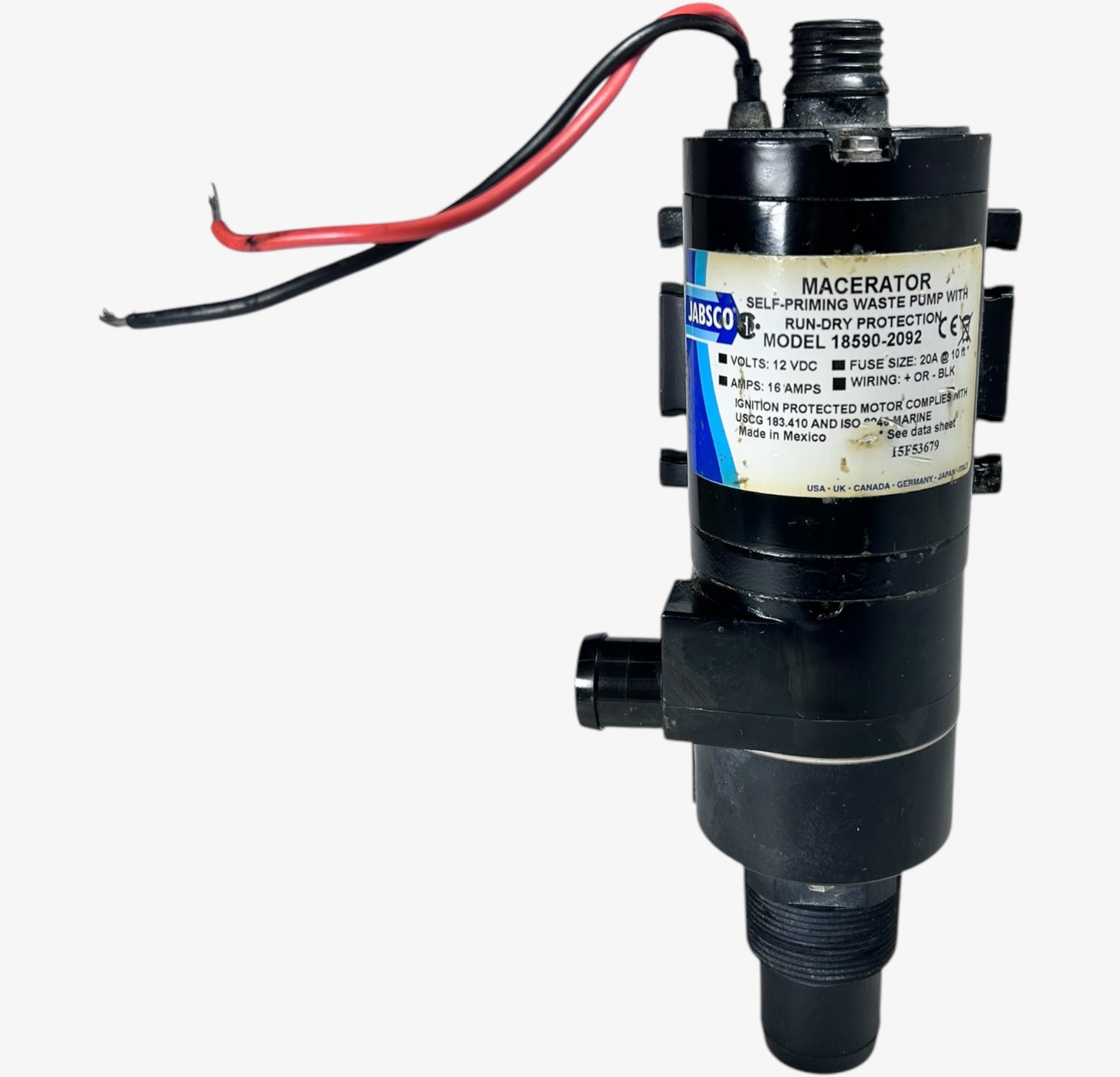 Jabsco 18590-2092 , Macerator Pump , 12V , Self-Priming Waste Pump with ...