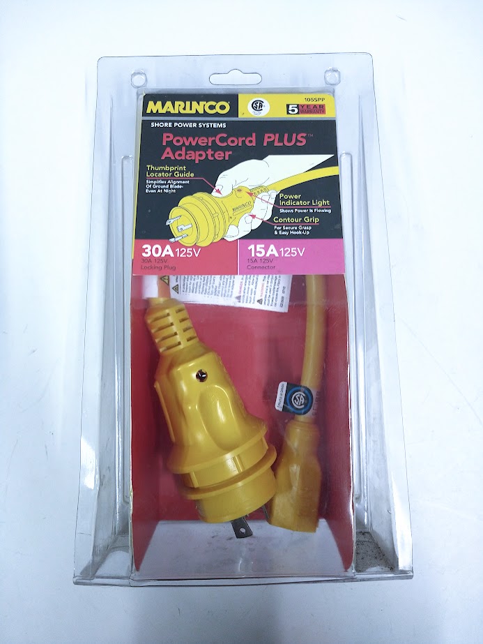 Marinco 105SPP, PowerCord Plus Adapter 125V - Max Marine Outlet