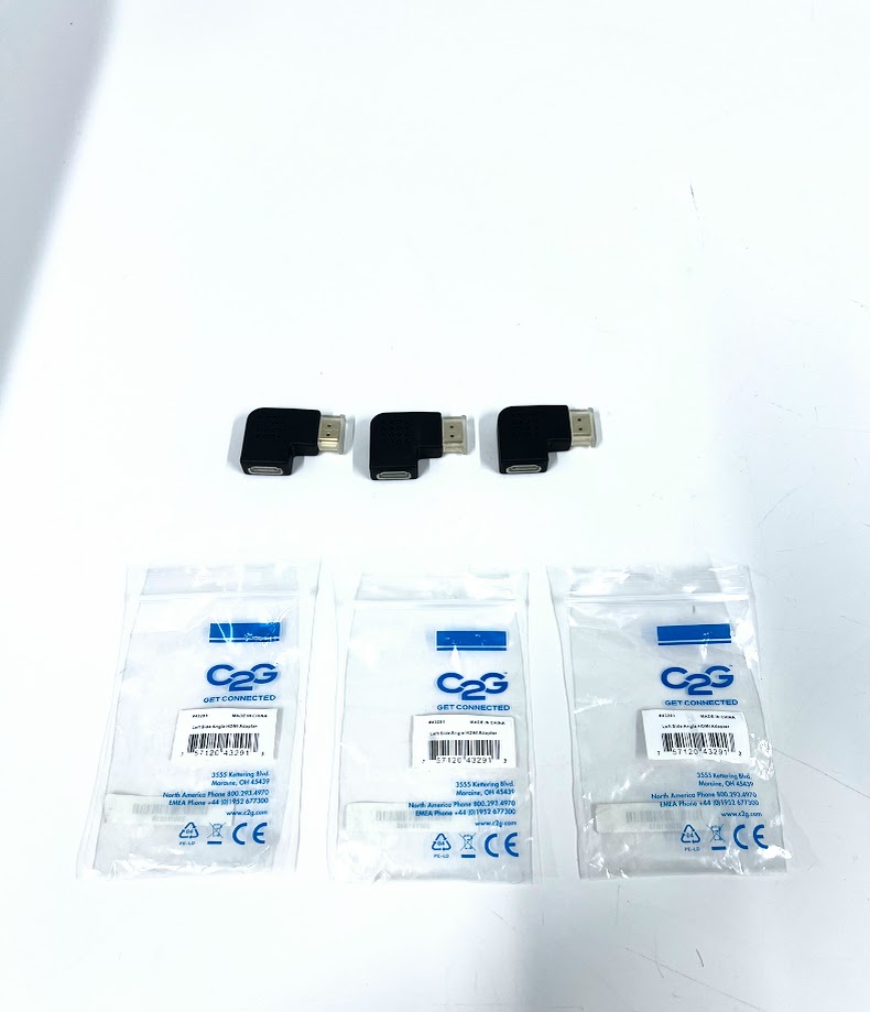 C2G 43291, Left Side Angle HDMI Adapter, 3 Pack - Max Marine Outlet