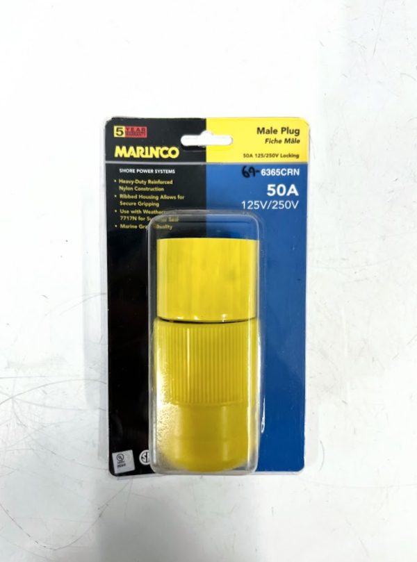 -NEW- Marinco 6365CRN, Male Plug, 50A 125V / 250V Locking Cover - Max ...