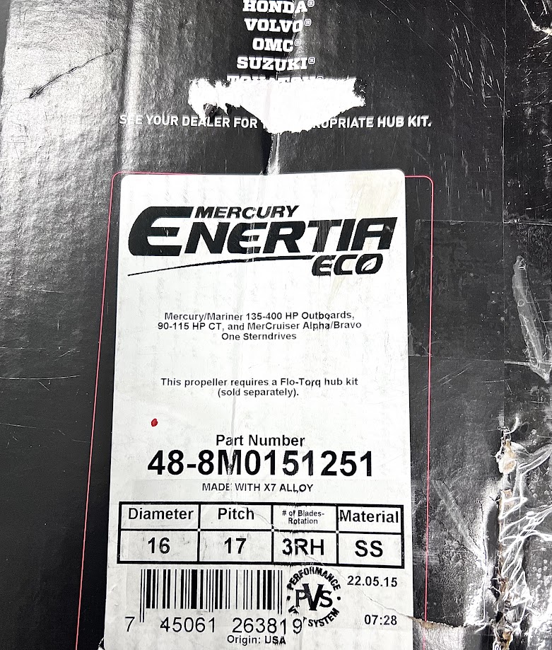 Mercury 3 x 16 x 17 , Enertia Eco Propeller 48-8M0151251 - RH - Max ...