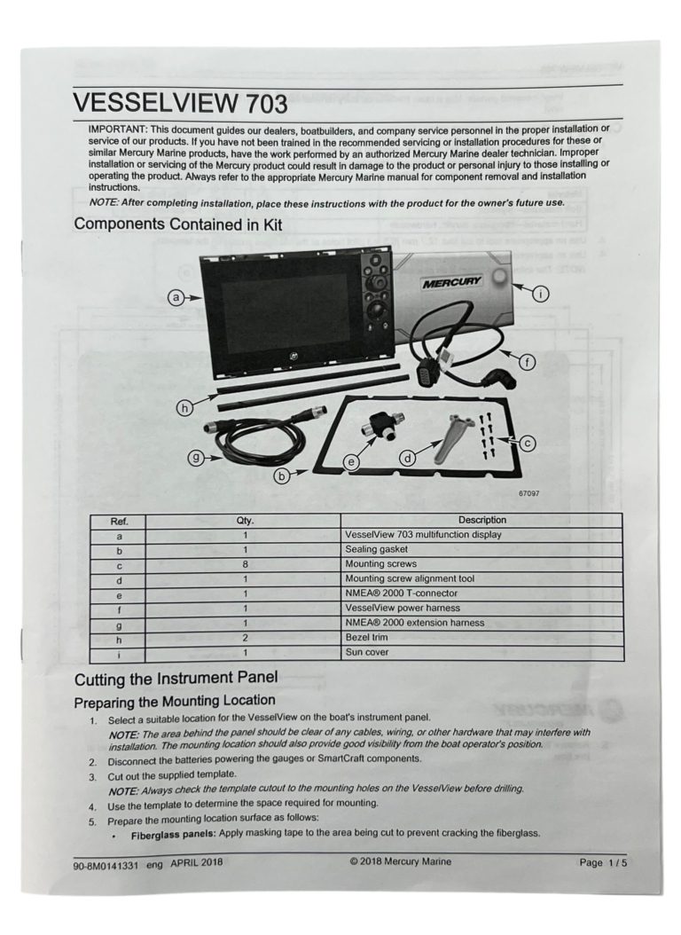 Mercury Vessel View 703 Kit w/ Sun Cover, 8M6005022, NEW, OEM - Max ...