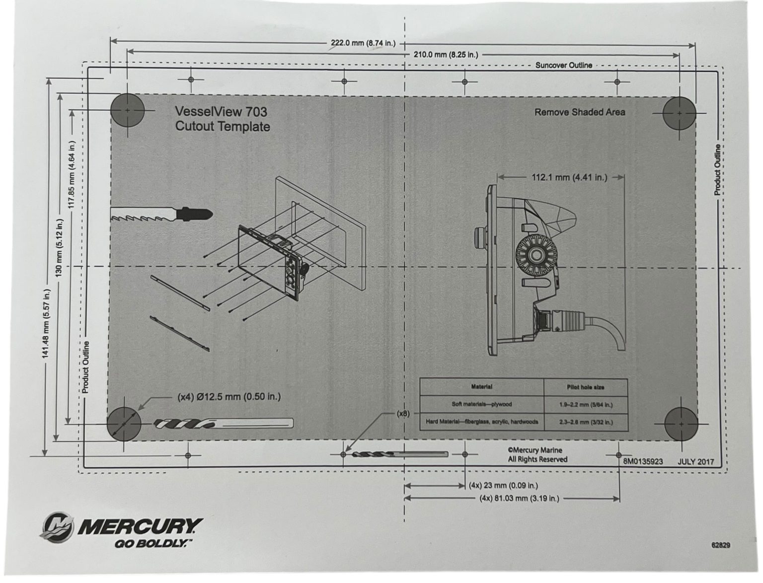 Mercury Vessel View 703 Kit w/ Sun Cover, 8M6005022, NEW, OEM - Max ...
