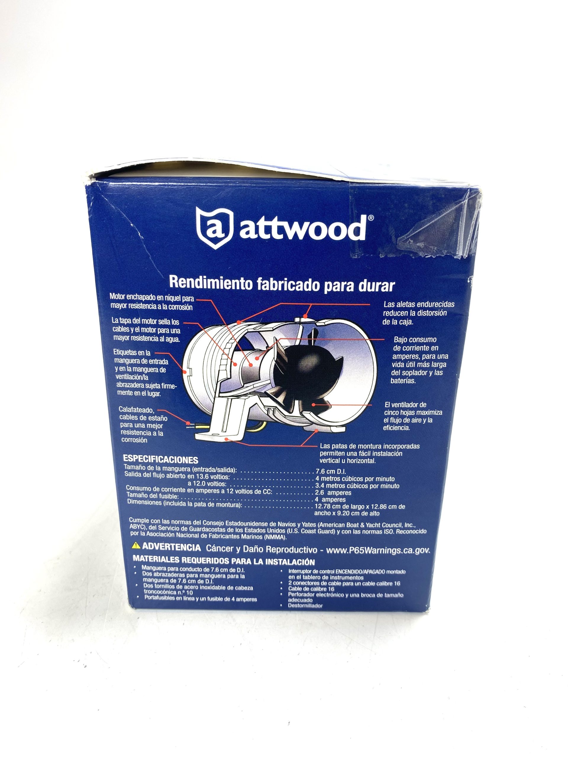 Attwood 1733-4, Water Resistant 3'' Turbo In Line Blower 12V - Max ...