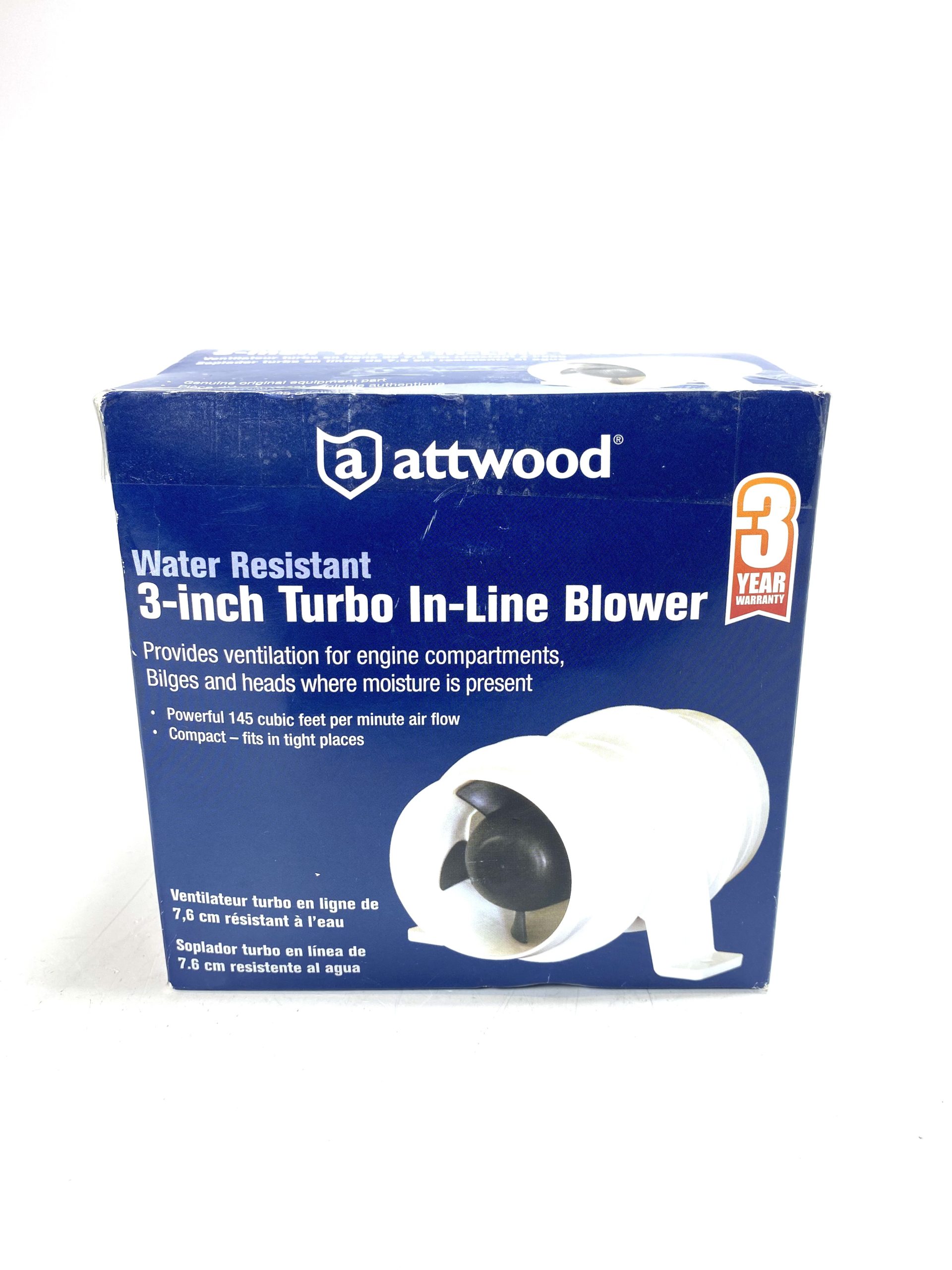 Attwood 1733-4, Water Resistant 3'' Turbo In Line Blower 12V - Max ...