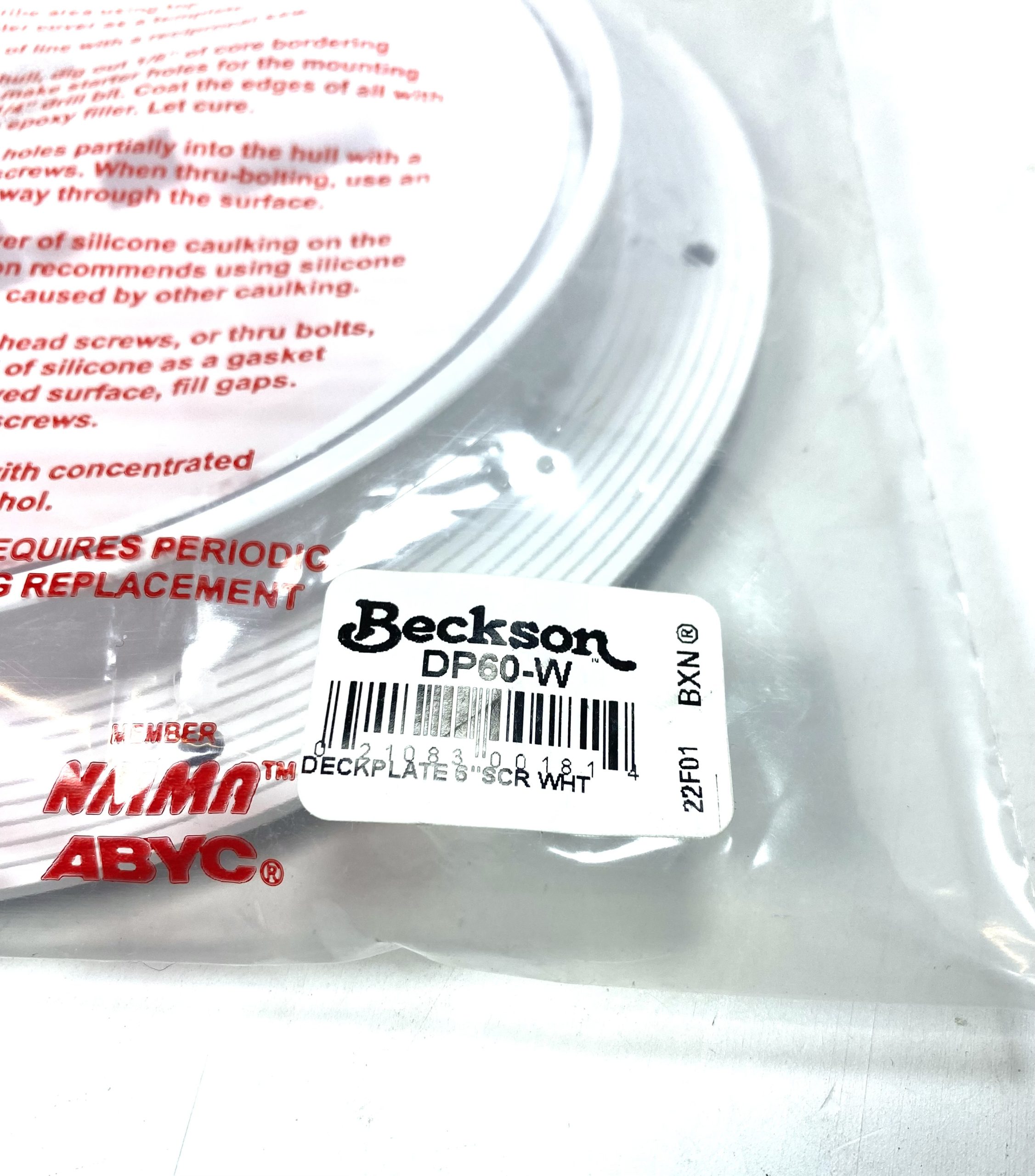 -NEW- Beckson DP60-W, Screw Out & Pry Out Deck Plate 6'' - Max Marine ...