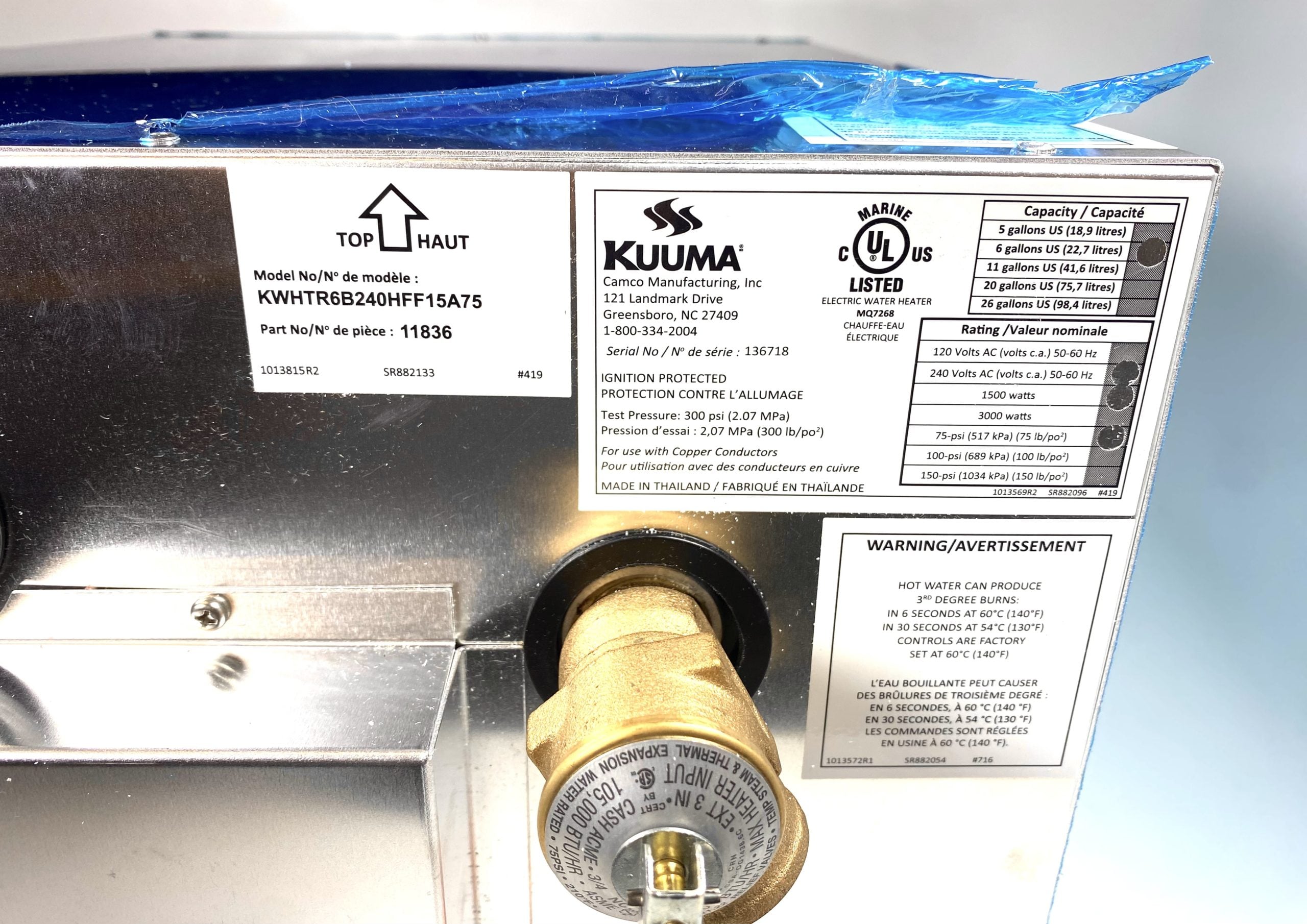 -NEW- Kuuma 11836, Front Water Heater Exchange 6Gal 240V - Max Marine ...