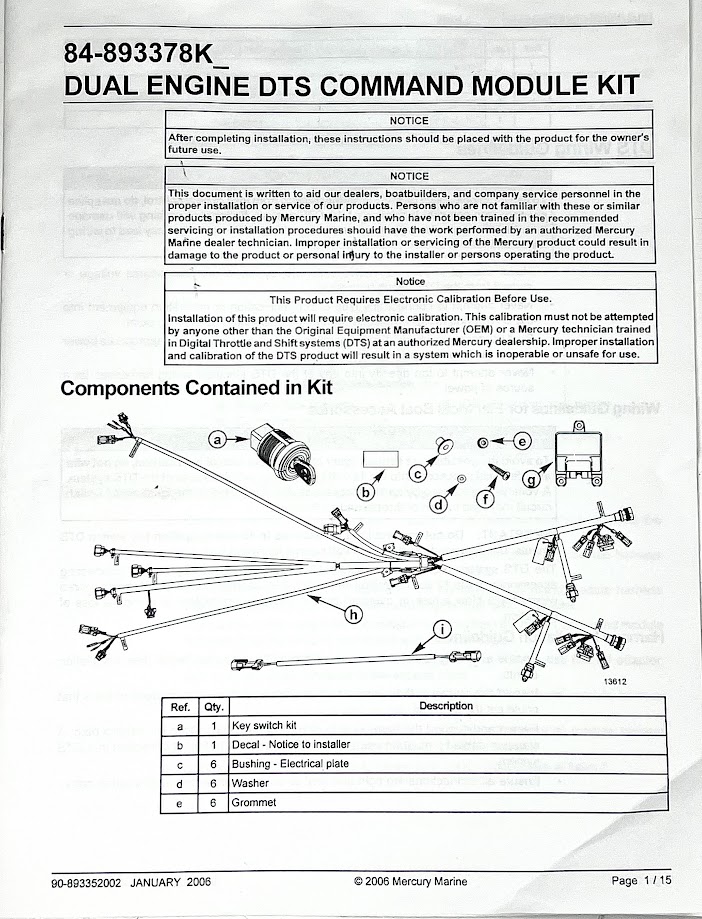 New Mercury 84 893378k04 Smartcraft Dual Dts Command Module Kit Oem Max Marine Outlet