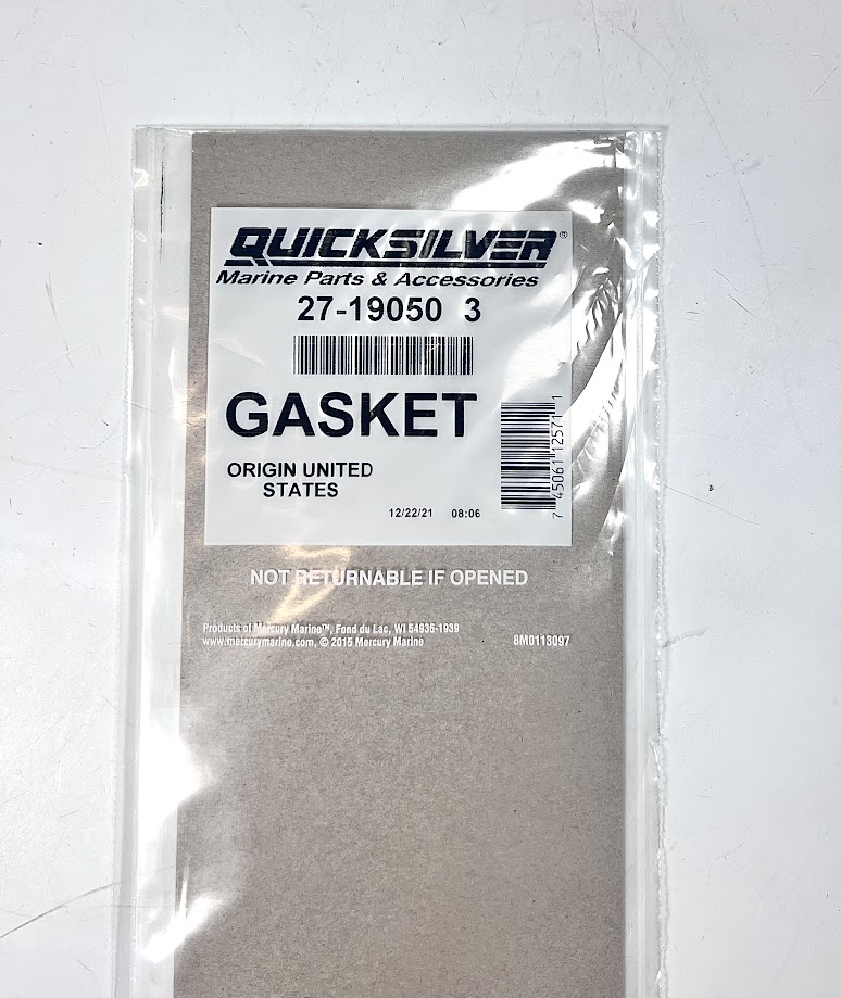 -NEW- Mercury Quicksilver 27-19050-3, Divider Plate Gasket, OEM - Max ...