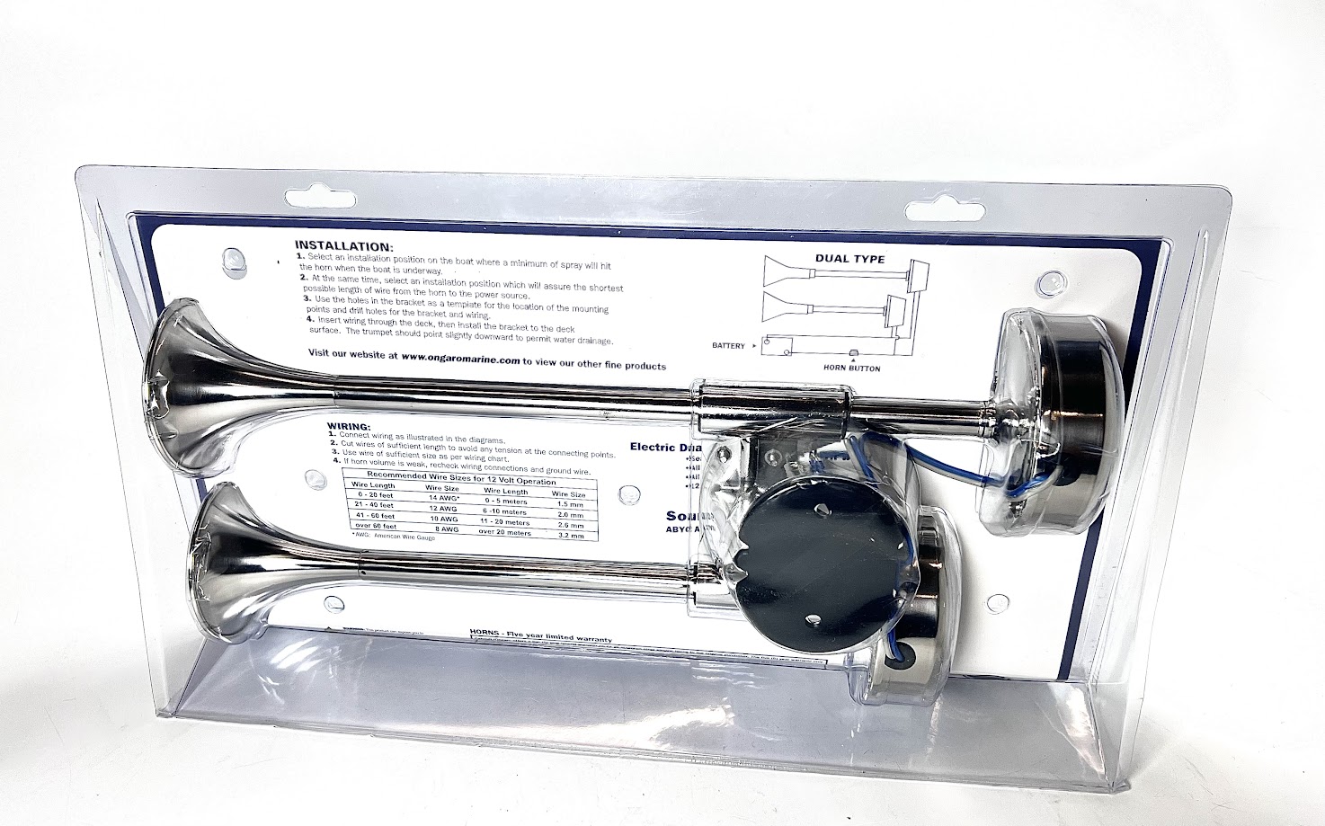 -NEW- Ongaro 10012, Deluxe Dual Trumpet Horn, Shorty, Stainless Steel ...