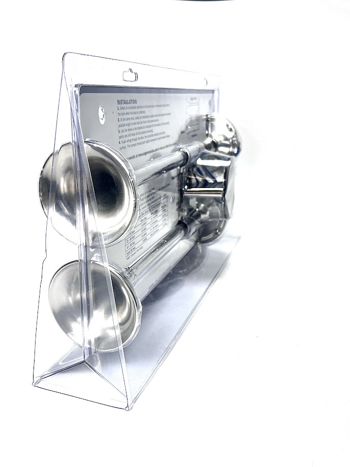 -NEW- Ongaro 10012, Deluxe Dual Trumpet Horn, Shorty, Stainless Steel ...