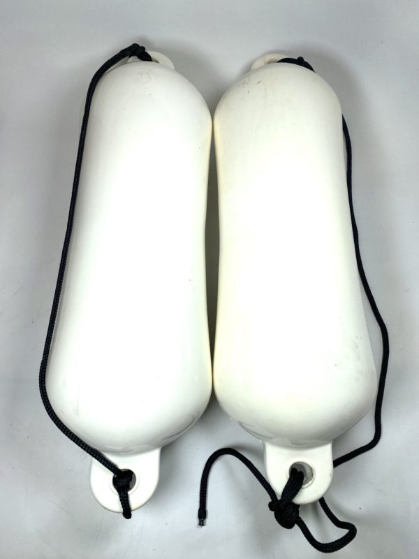 Twin Eye Marine White Inflatable Boat Fenders With Line 26'' x 8'' - 2 ...
