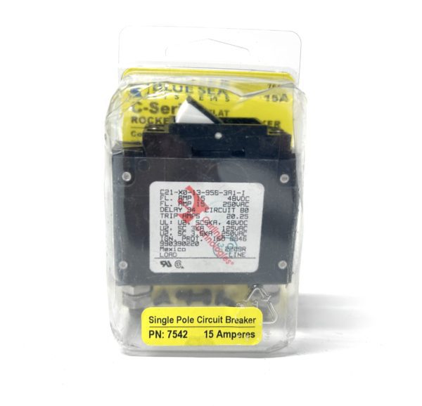 -NEW- Blue Sea Systems 7542, C -Series Flat Rocker Circuit Breaker 15A ...
