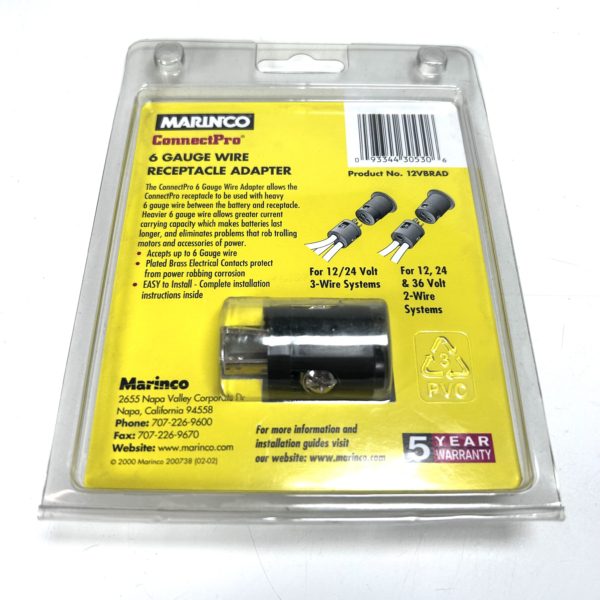 -NEW- Marinco 12VBRAD, Connect Pro 6 Gauge Wire Receptacle Adapter 12V ...