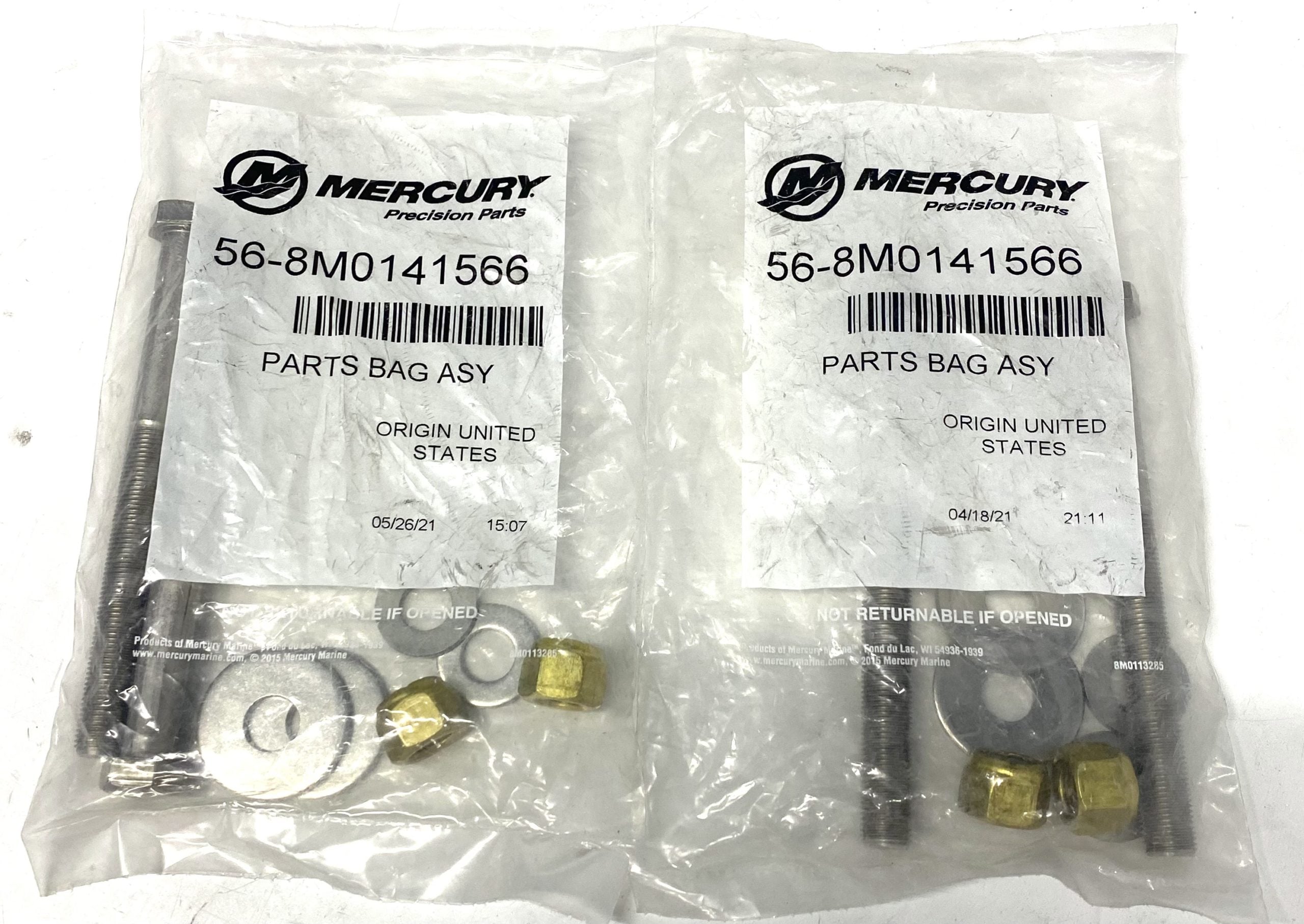 -NEW- Mercury 8M0141566, Transom Bolt Parts Bag Kit Assembly - 2 Pack ...