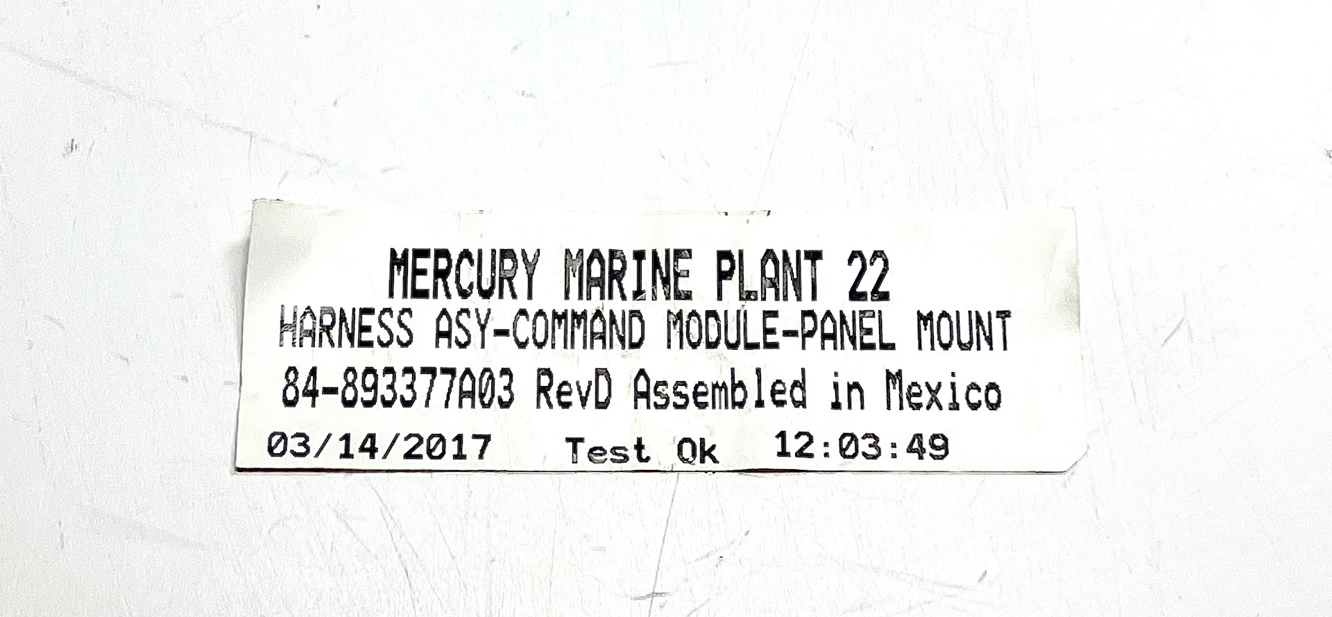 Mercury 84-893377A03, Harness Asy, Panel Mount, (No Command Module ...