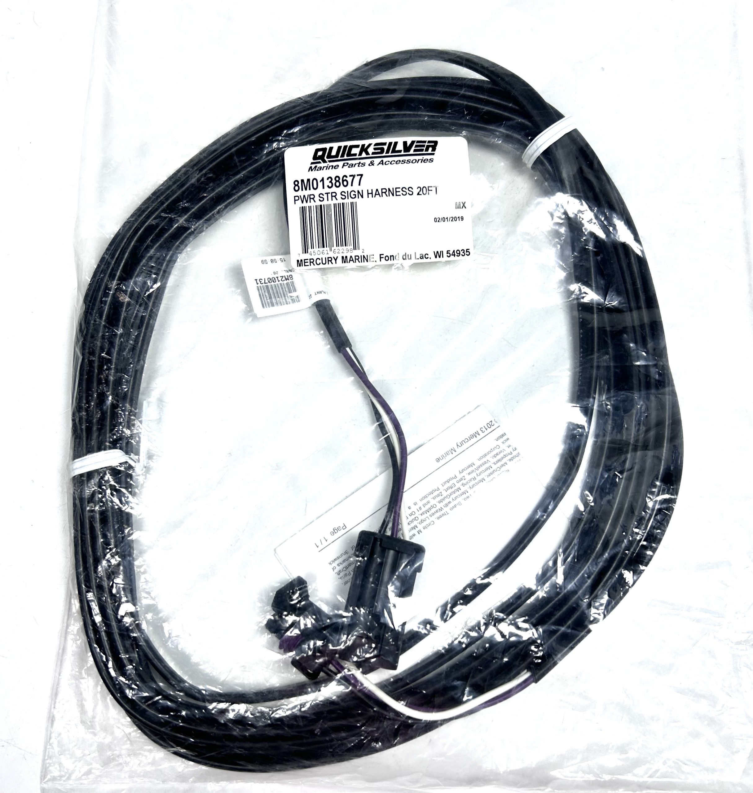 Mercury Quicksilver 8M0138677, Power Steering Harness 20FT, OEM, NEW ...