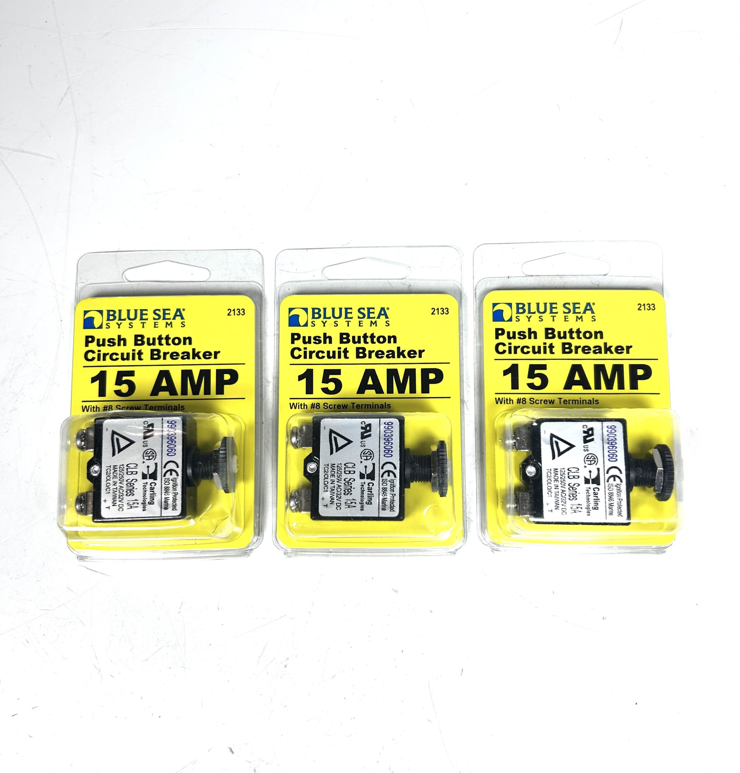 -NEW- Blue Sea Systems 2133, Push Button Circuit Breaker 15 Amp - 3 ...