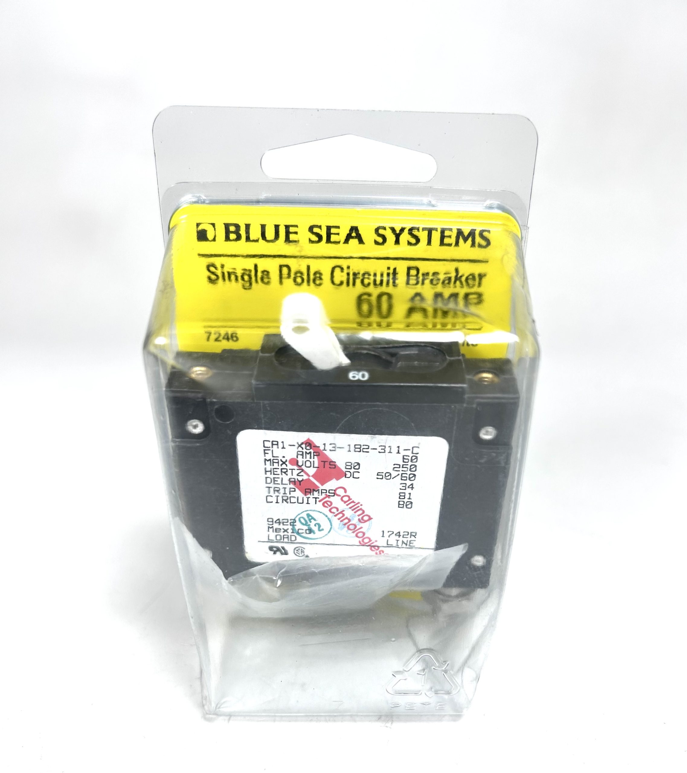 -NEW- Blue Sea Systems 7246, Single Pole Circuit Breaker 60 Amp - Max ...
