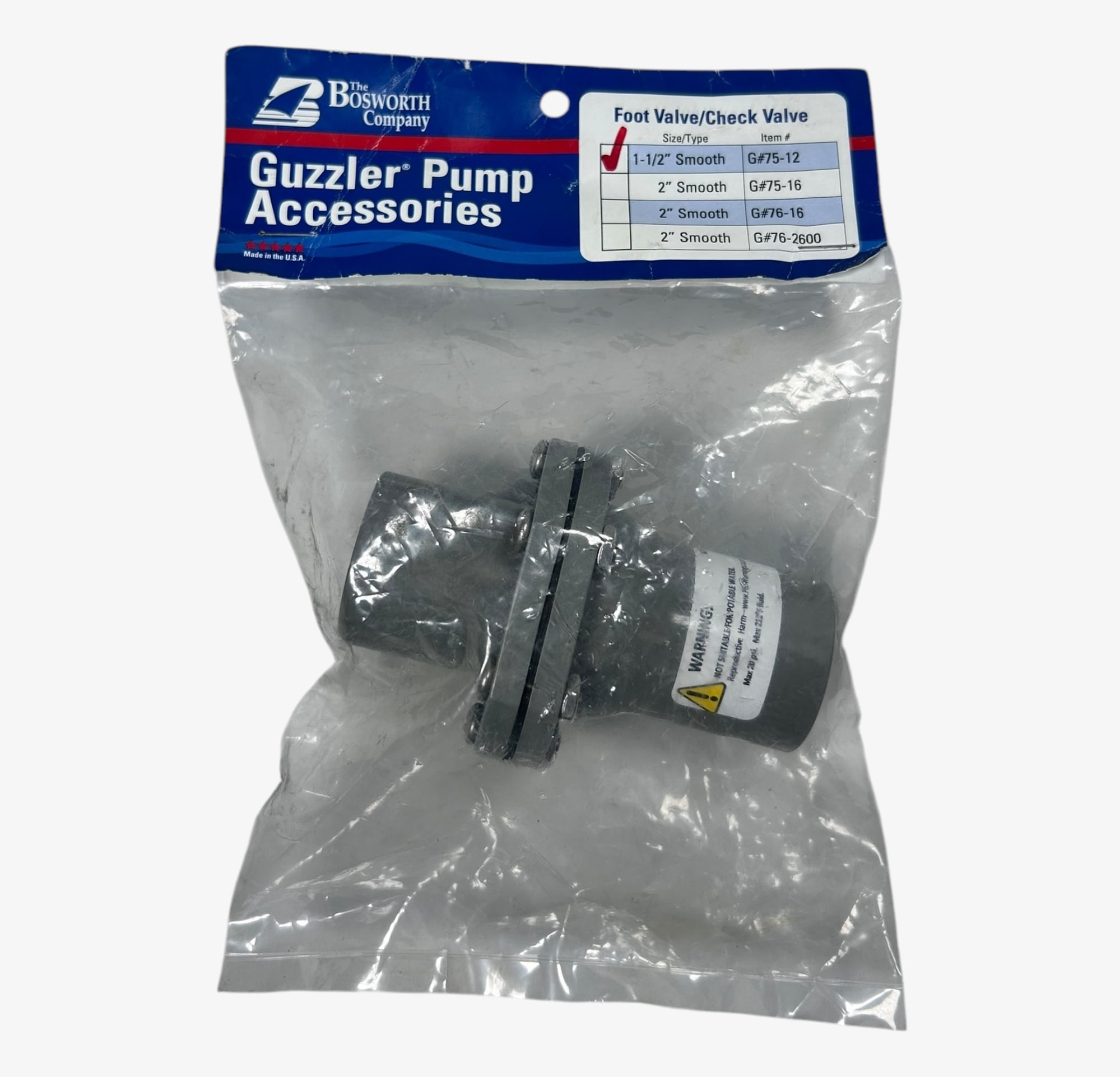 The Bosworth Company G#75-12, Smooth Guzzler Pump Foot / Check Valve 1 ...