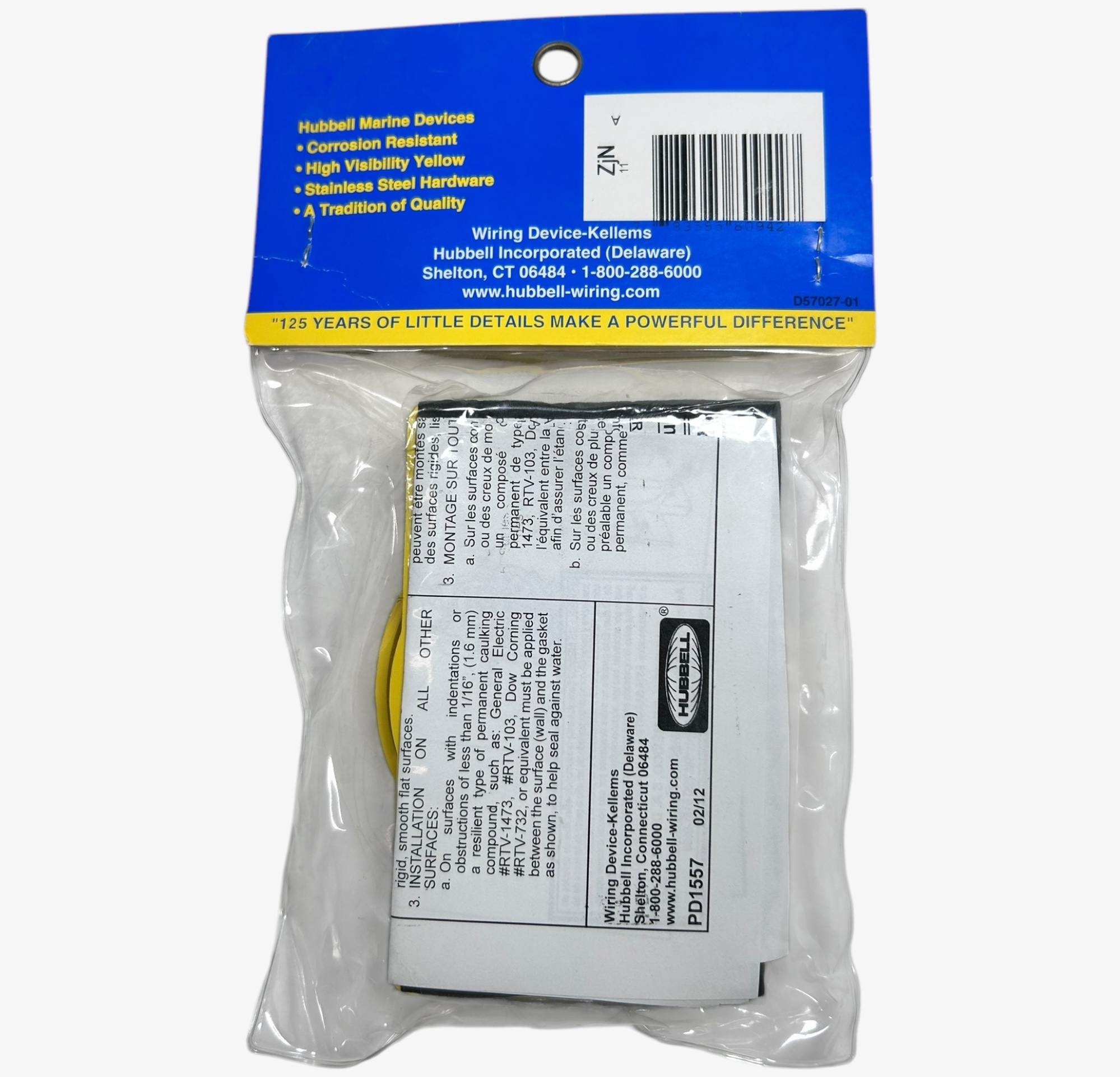 Hubbell HBL74CM25WOA, Marine Yellow Electrical Cover Plate 20 / 30 Amp ...
