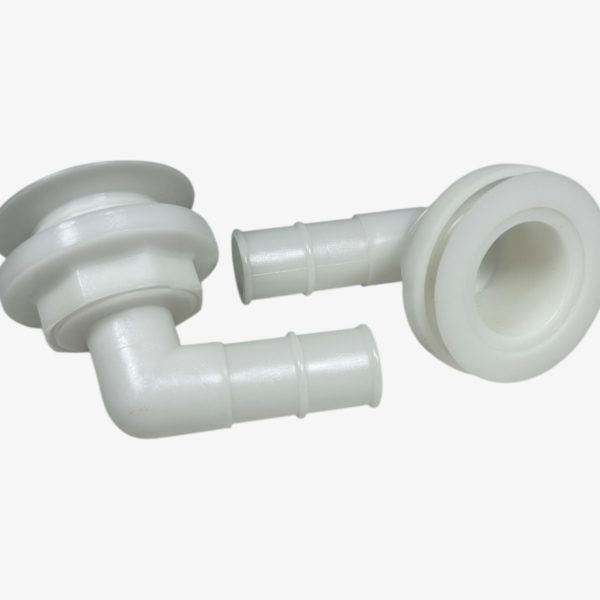 Marine Boat Thru Hull White Plastic Elbow 1 1/2'' - 2 Pack - Max Marine ...