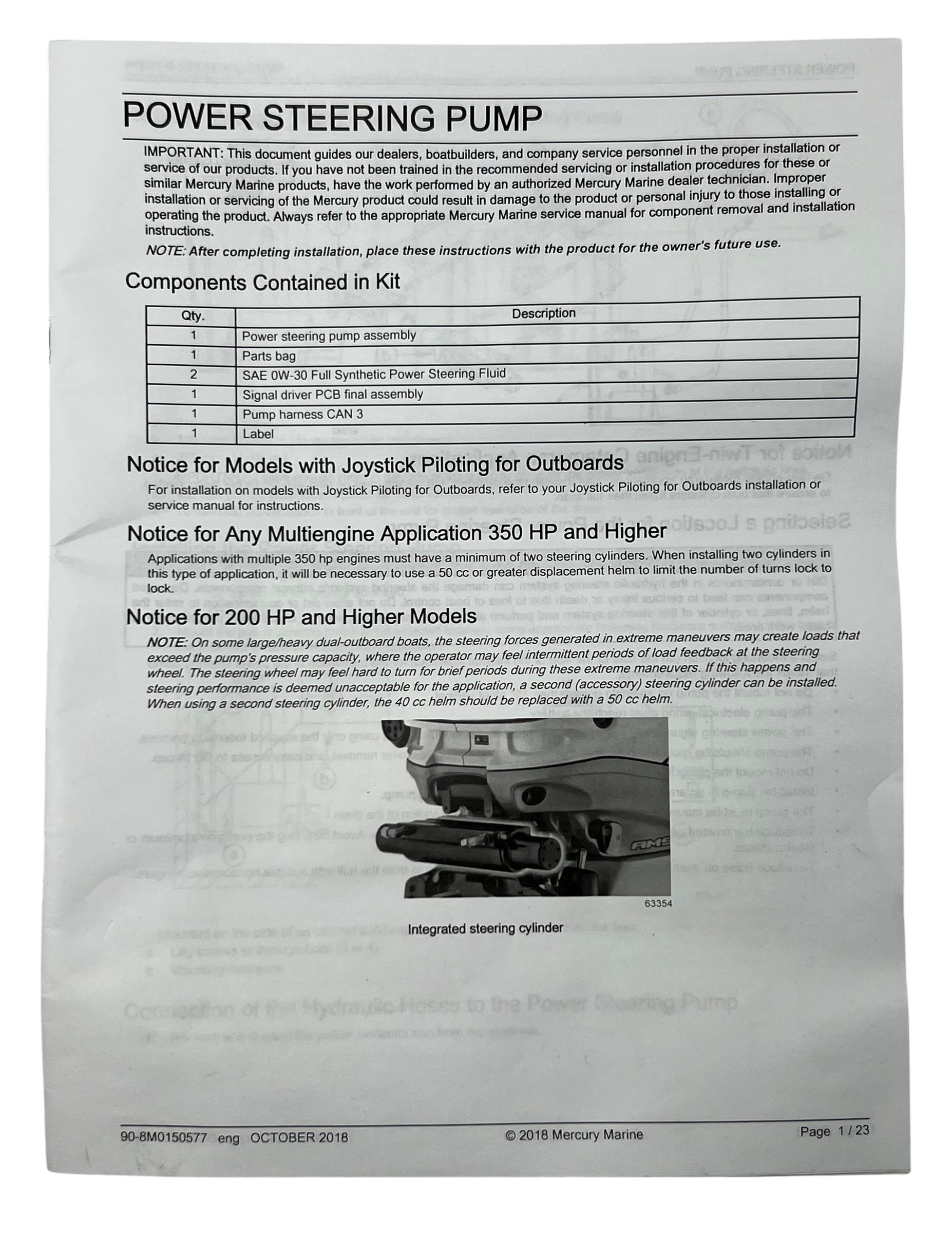 Mercury Quicksilver 8M0148159, Gen C Power Steering Pump, Assembly, NEW ...