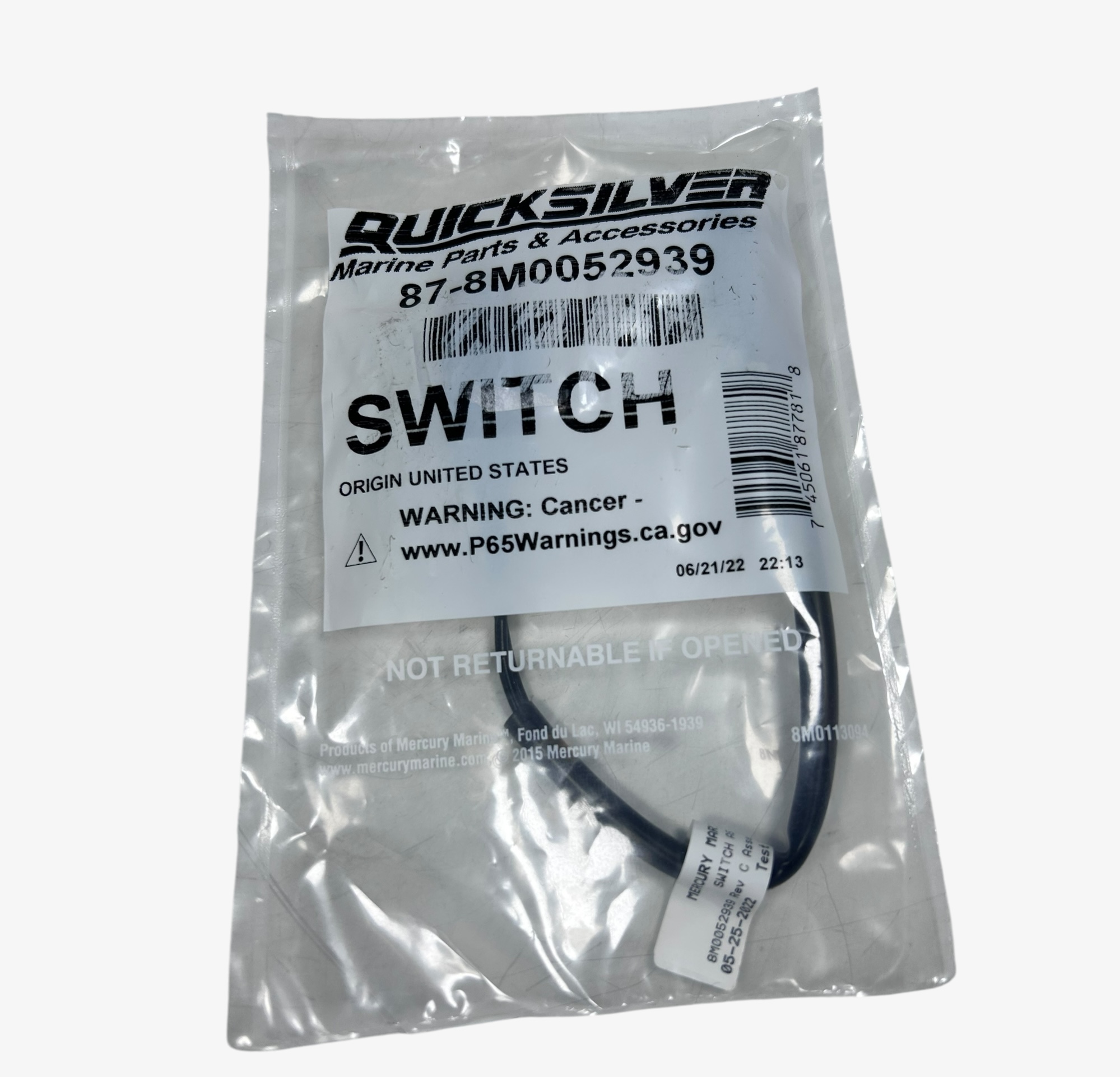 Mercury Quicksilver 8M0052939, Marine Switch Assembly, OEM - NEW - Max ...