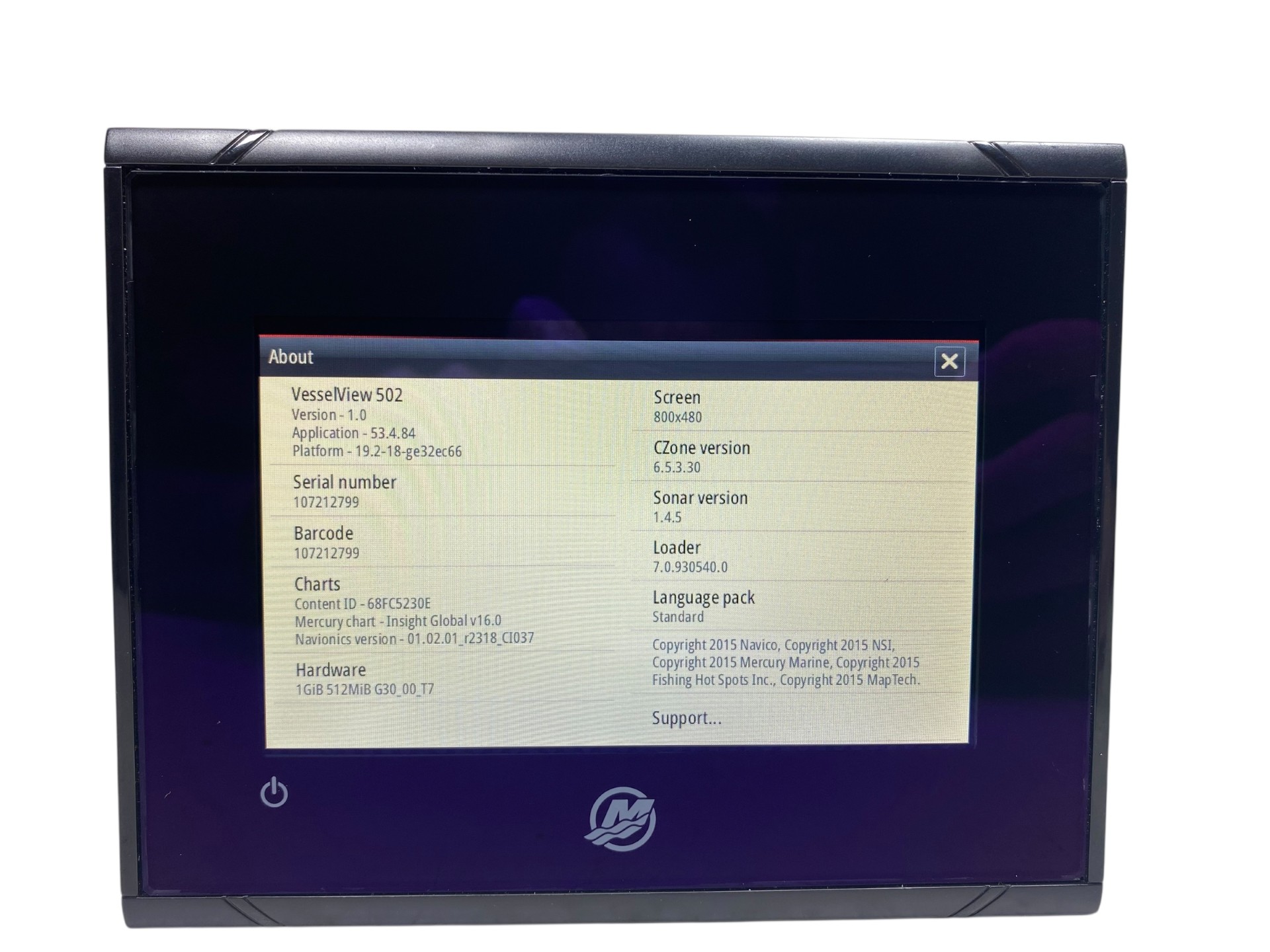 Mercury Vessel View 502 Multi-Function Display , 8M6003705 -Display ...