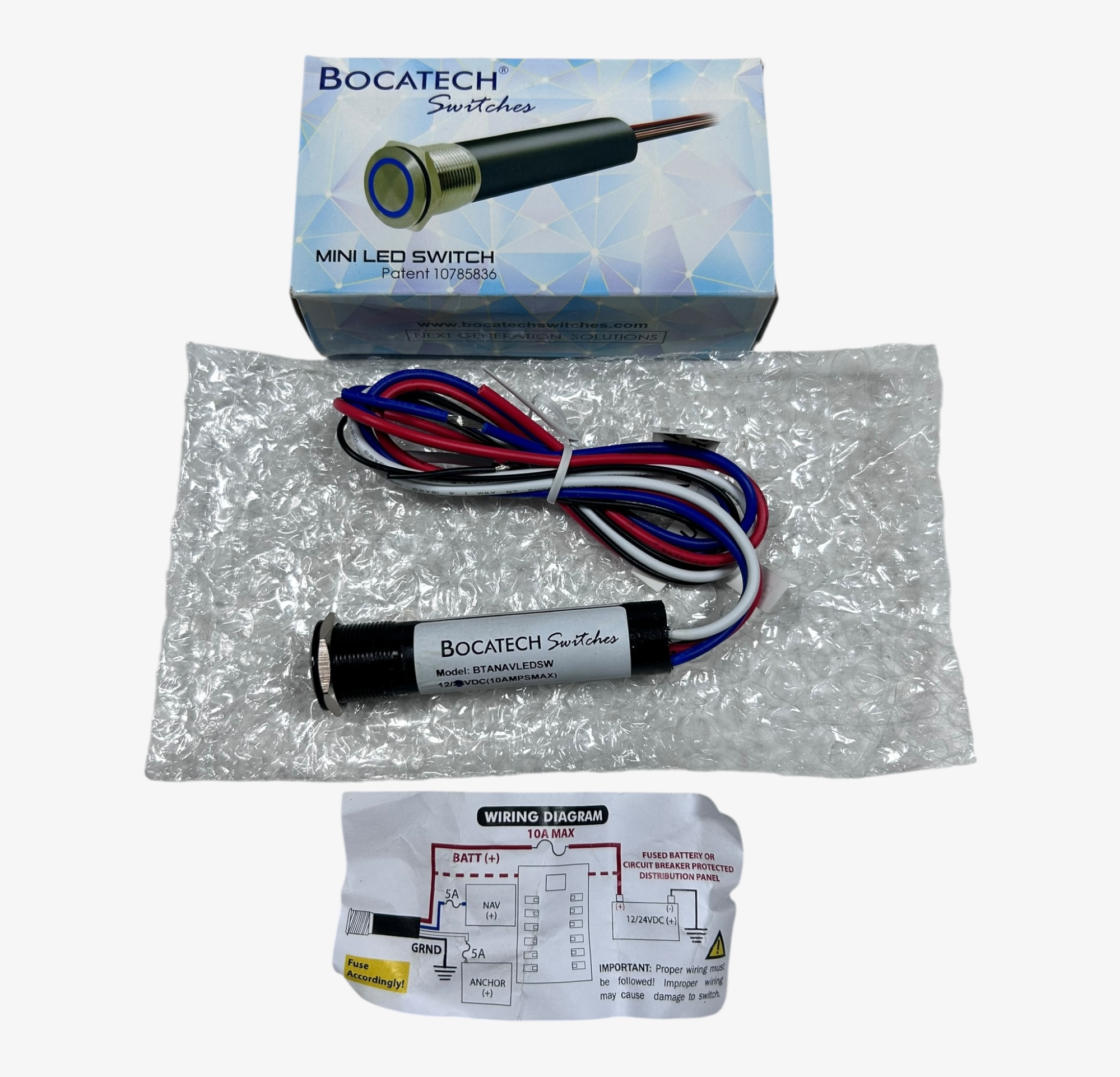 Bocatech BTANAVLEDSW, Marine Nav / Anchor Button Switch 10A - 12V - Max ...