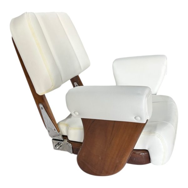 Murray Boats Teak Ladderback Helm Chair w/ White Cushions ( Minor ...