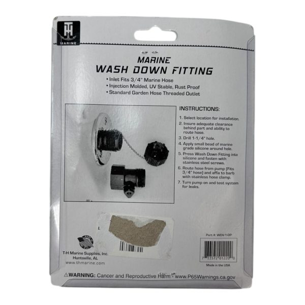 TH Marine WDV-1-DP, Marine Wash Down Fitting Inlet 3/4'' Hose - Max ...