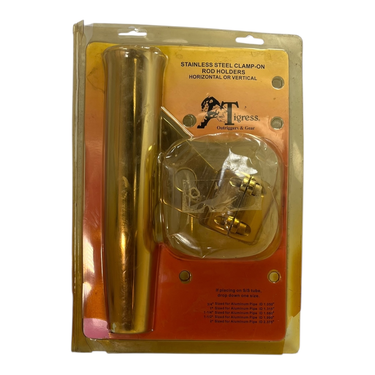 Tigress Gold Clamp On SS Rod Holder 1 1/4" FOR 1.660" ID Alum. Pipe ...