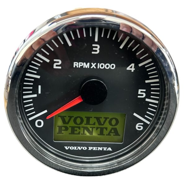 Volvo Penta EVC Tachometer Gauge 6000rpm Black w/ Chrome Bezel ...