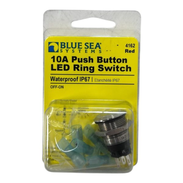 Blue Sea Systems 4162, Marine Push Button LED Ring Switch 10A / 12V ...