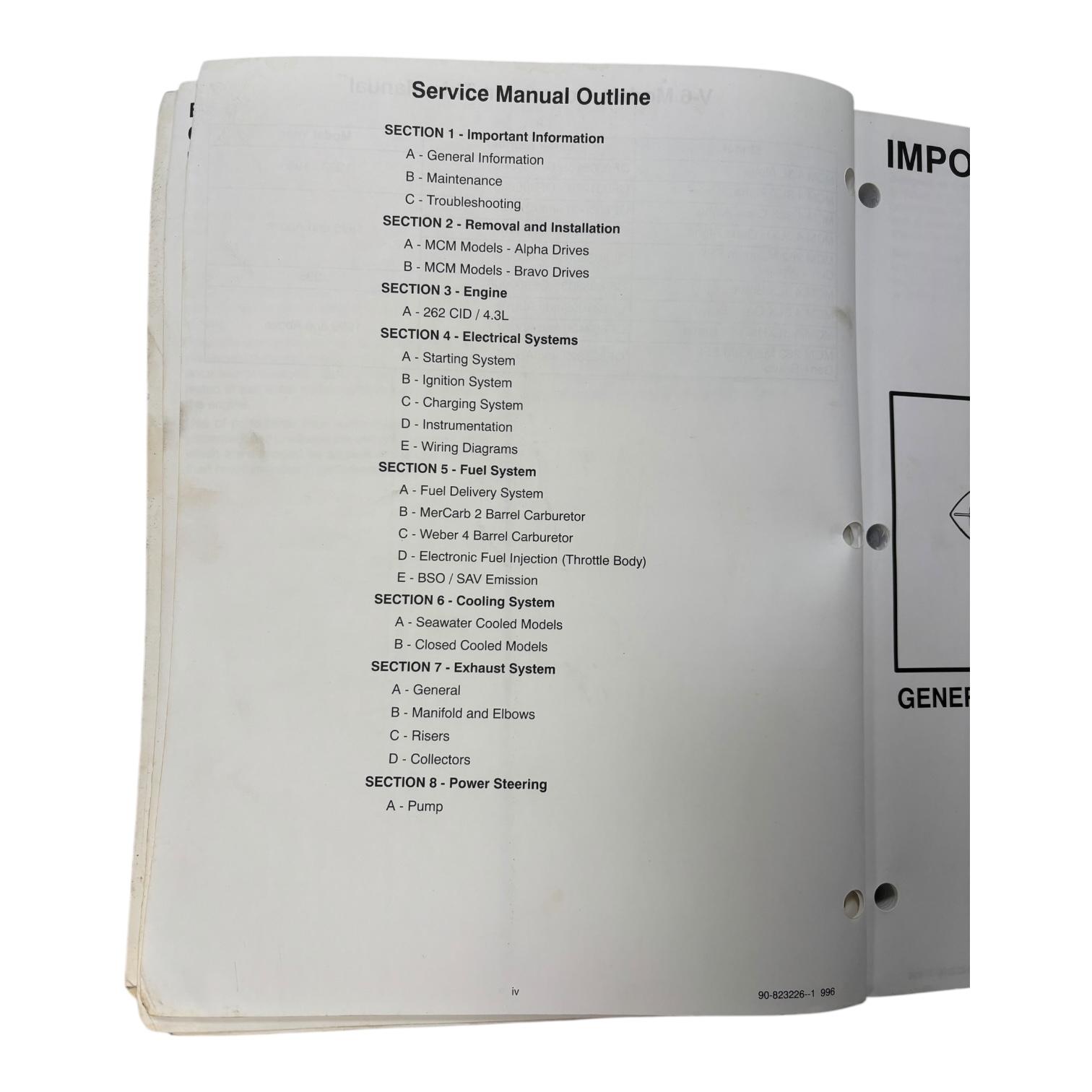 MerCruiser 90-823226-1, GM V-6 262 CID Service Manual #18 (1996) - Max ...