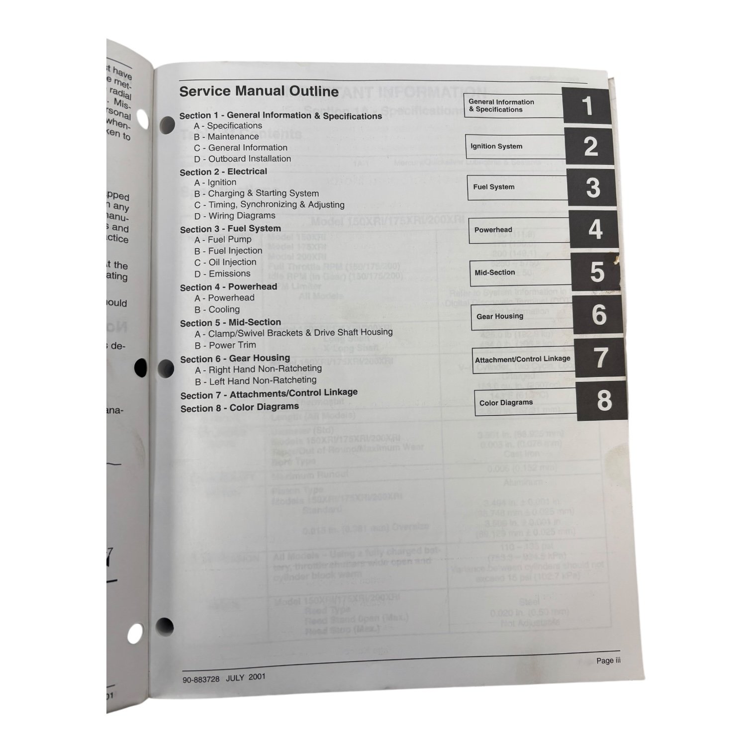 Mercury 90-883728, 150/175/200 Electronic Fuel Injection Service Manual ...