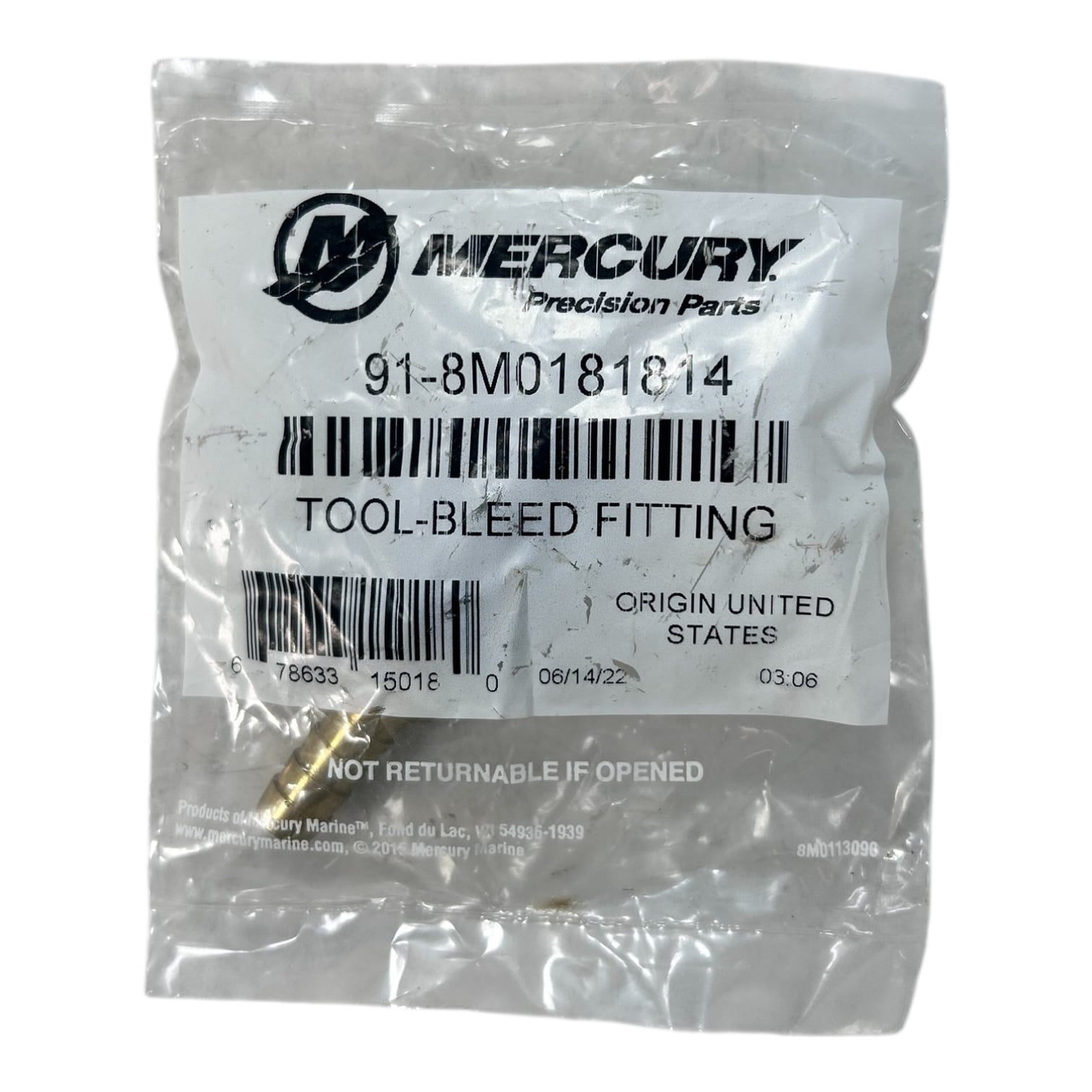 Mercury Marine 91-8M0181814, Bleed Fitting Tool , OEM - Max Marine Outlet