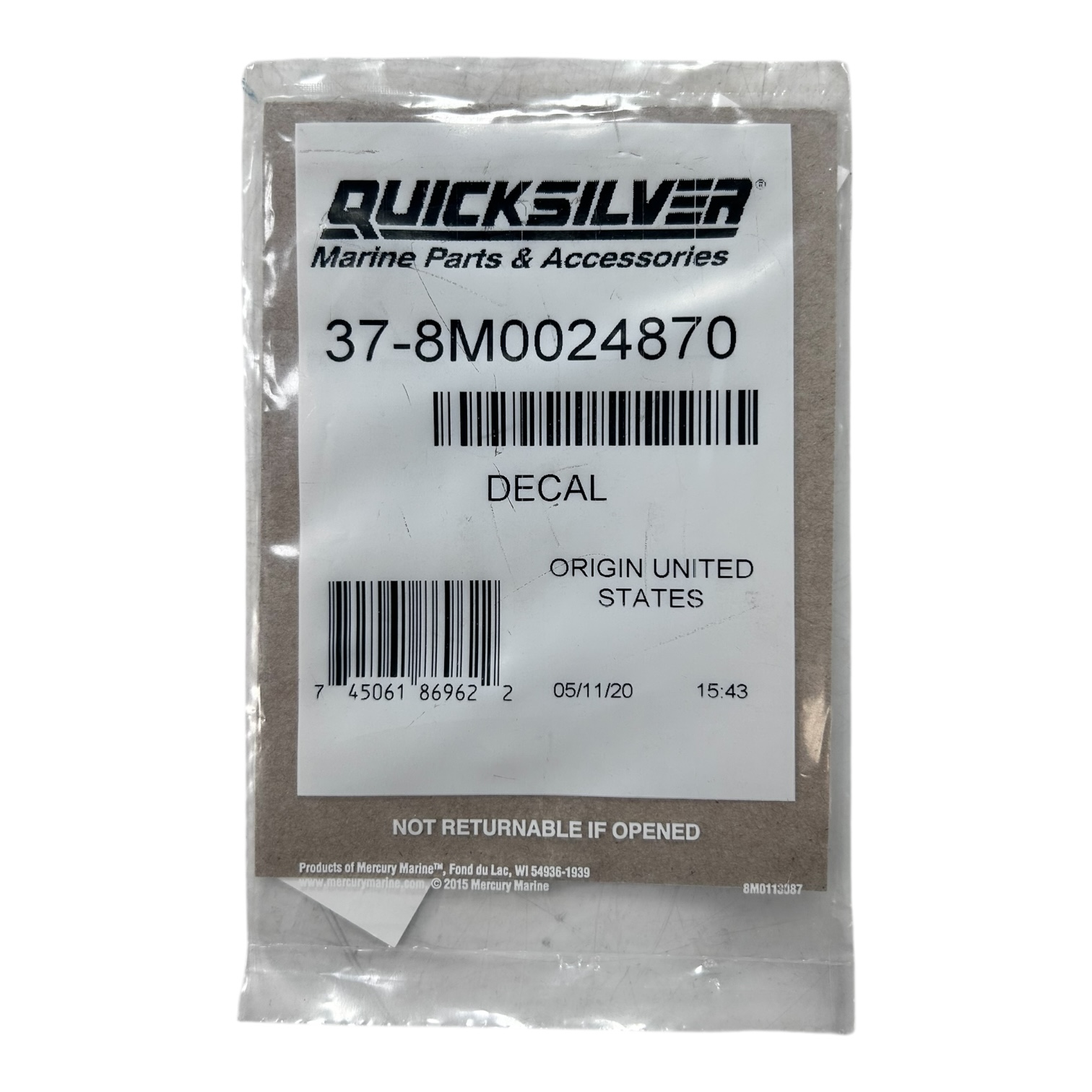 Mercury Quicksilver 37-8M0024870, Raised Verado Silver & Red Decal ...