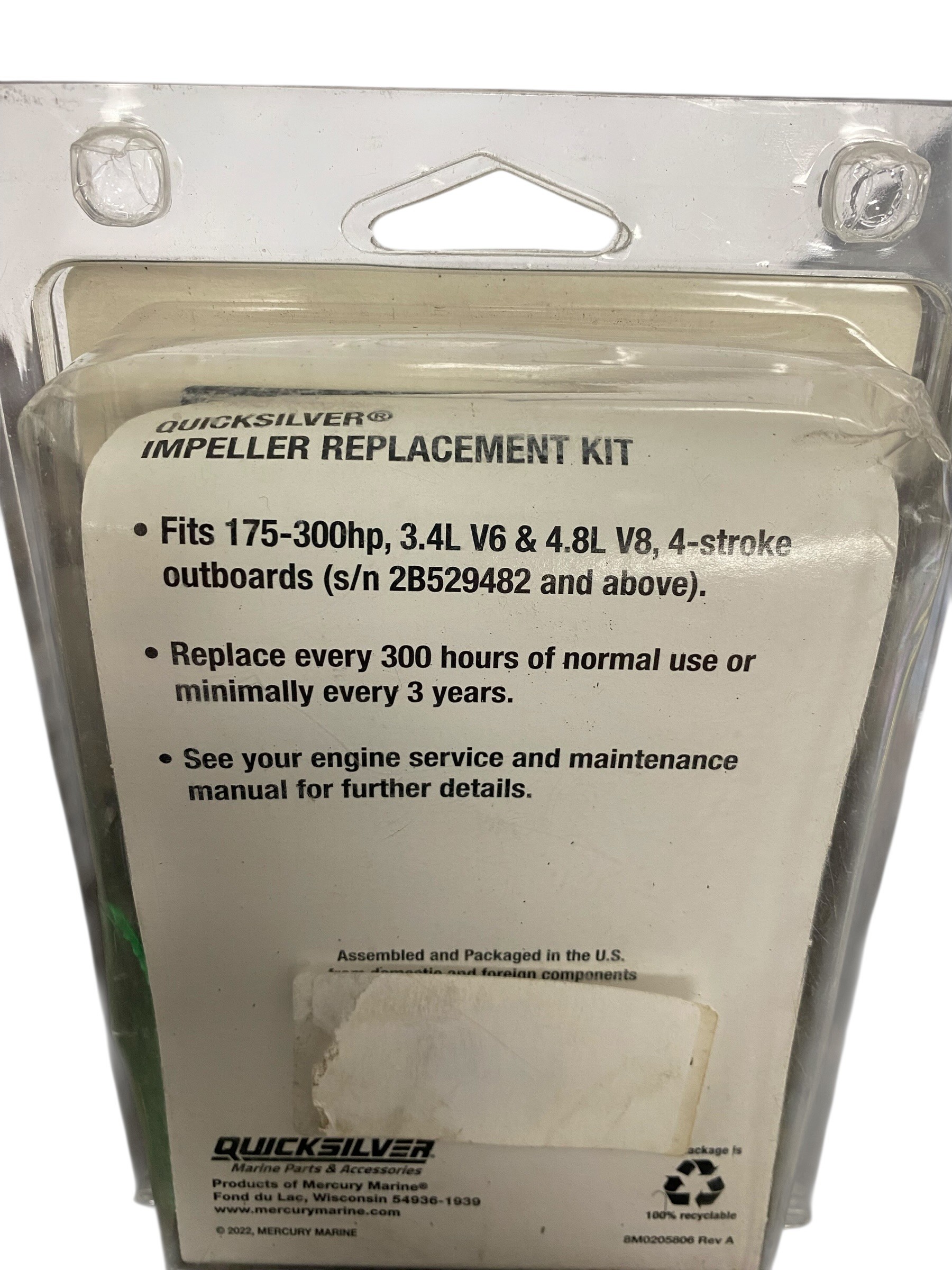 Quicksilver Mercury 8M0205803, Water Pump Impeller Repair Kit, 175 ...