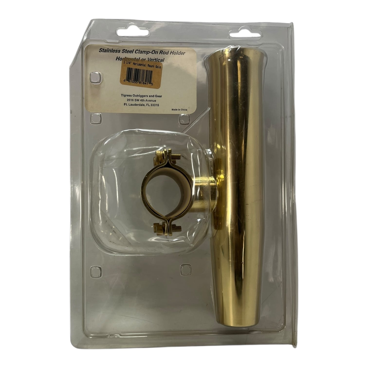 Tigress Gold Clamp On SS Rod Holder 1 1/4" FOR 1.660" ID Alum. Pipe ...