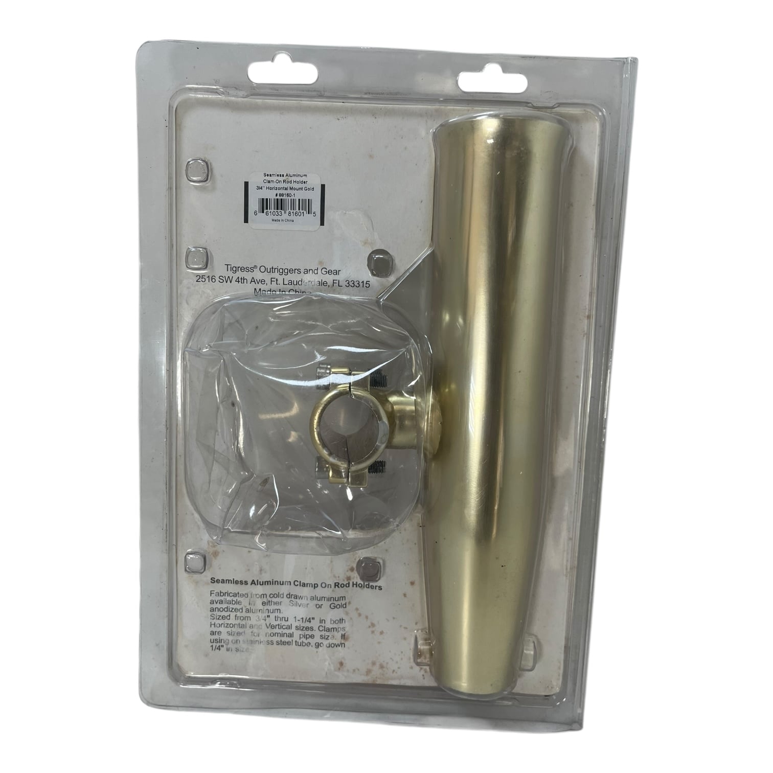 Tigress Gold Clamp On Alum Rod Holder 3/4" FOR 1.050" ID Alum. Pipe ...