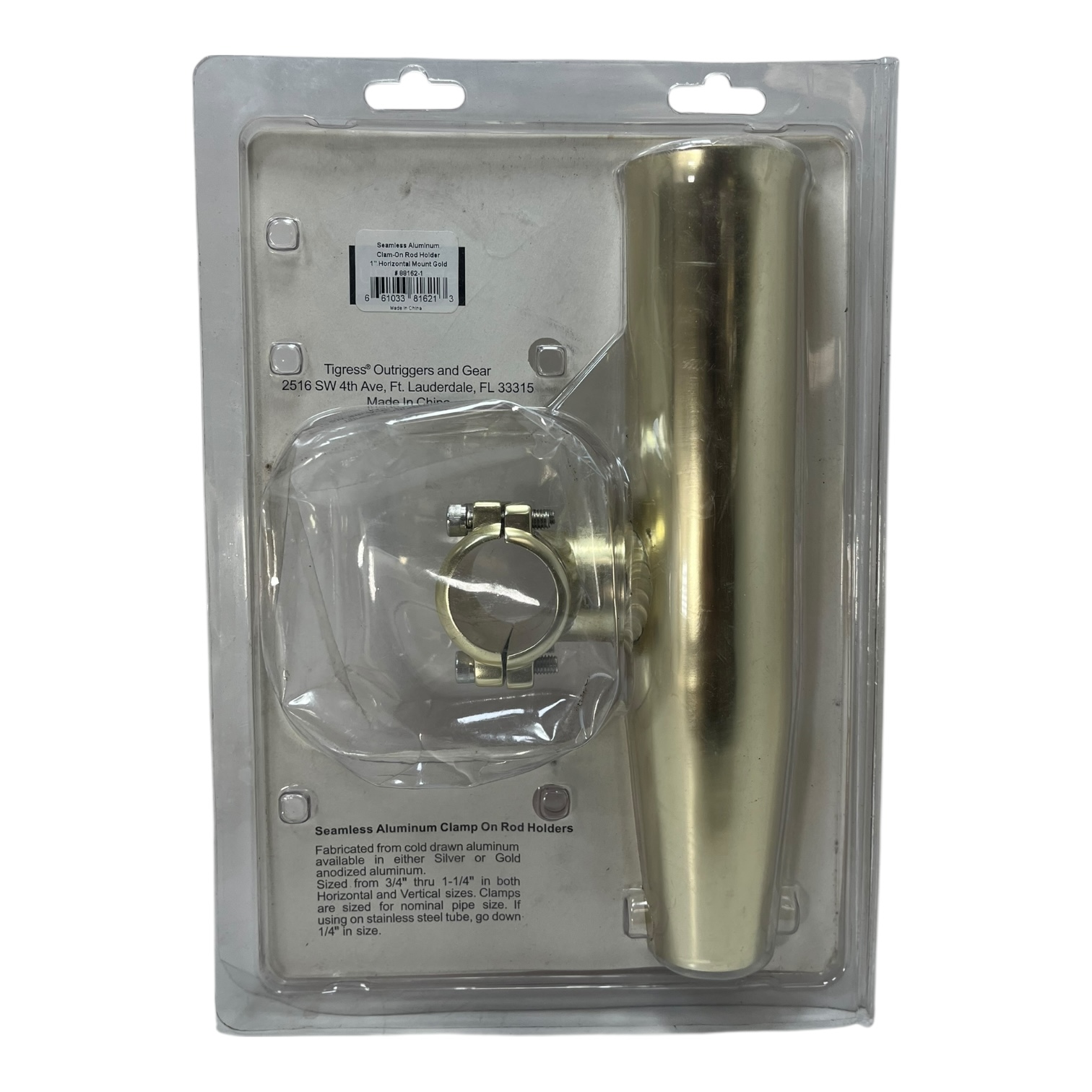 Tigress 88162-1, Aluminum Clamp-On Rod Holder 1" Horizontal (Gold ...